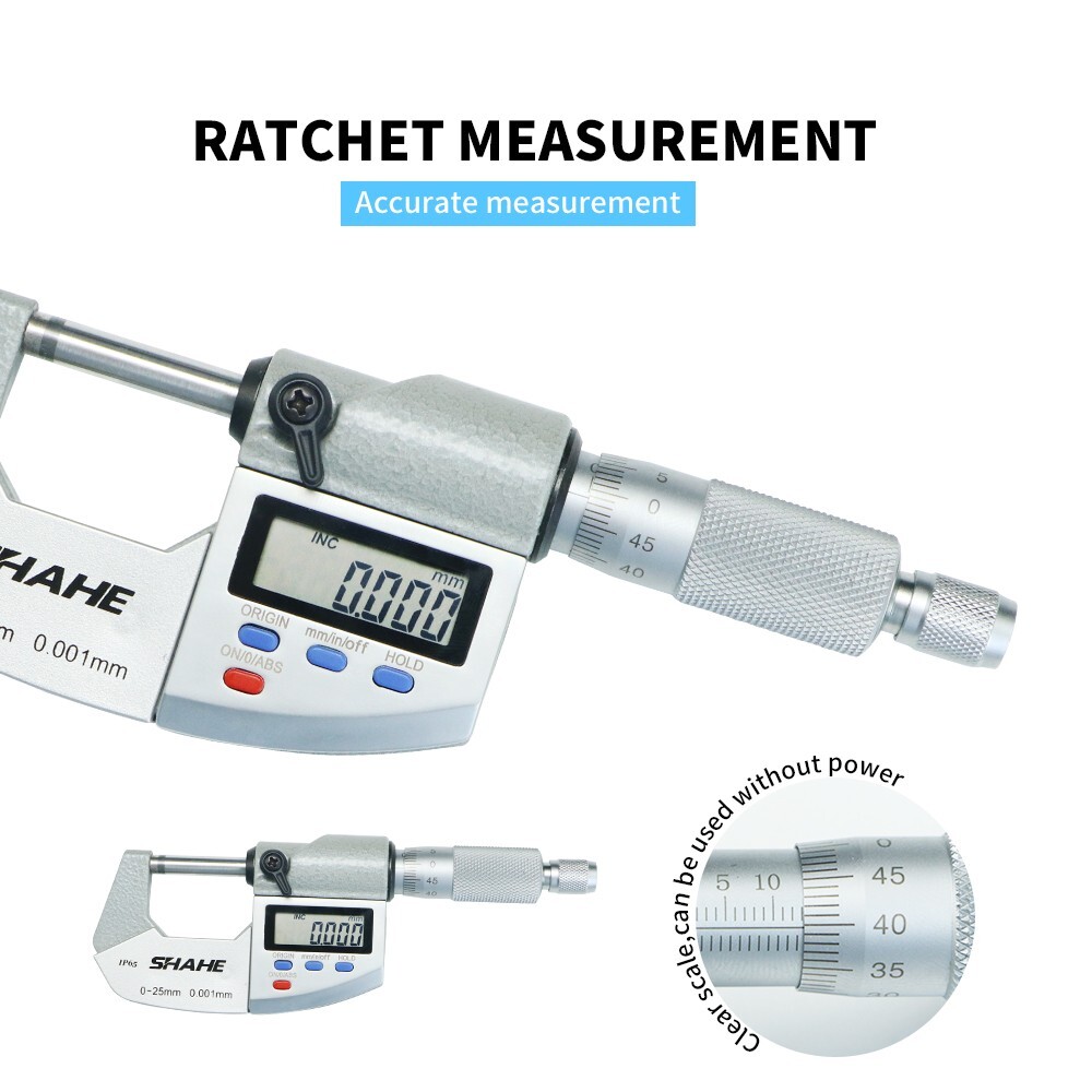 SHAHE IP65 Outside Micrometer Gauge 0.001mm Digital Micrometer 0-25mm ...