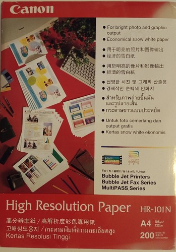Canon Genuine A4 Paper HR101 High Resolution Pixma Paper Contains 200 ...