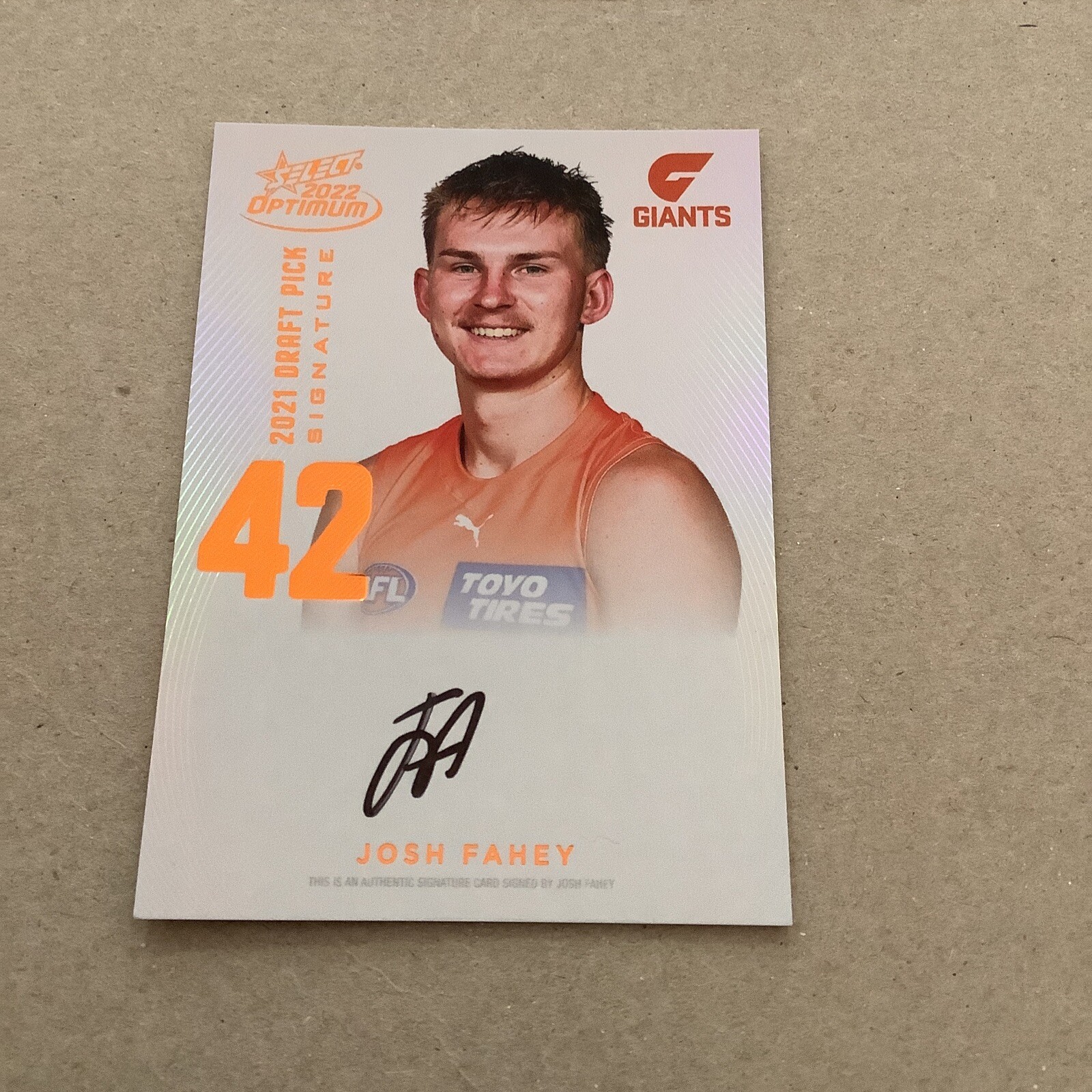 2022 Optimum Copper Draft Pick Signature Josh Fahey # 054/170 | eBay ...