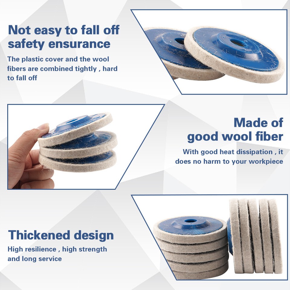 10Pack 4 in Wool Polishing Discs Finishing Wheel Buffing Pads for Angle ...