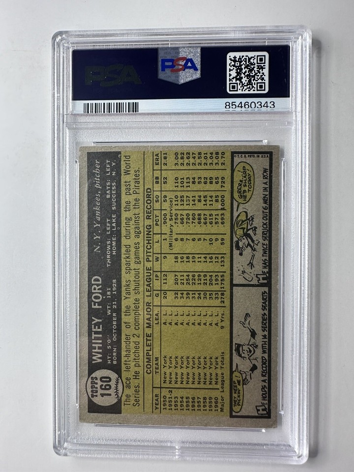 1961 TOPPS WHITEY FORD #160 PSA VG-EX 4 | eBay