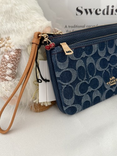 coach Double Zip Wallet In Signature Denim cz321 | eBay