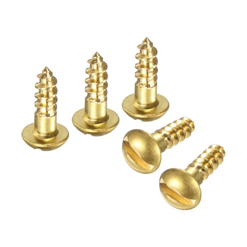 Brass Round Screws (M4 x 12mm, Brass) 30 Pcs - Slotted Round Head Self ...