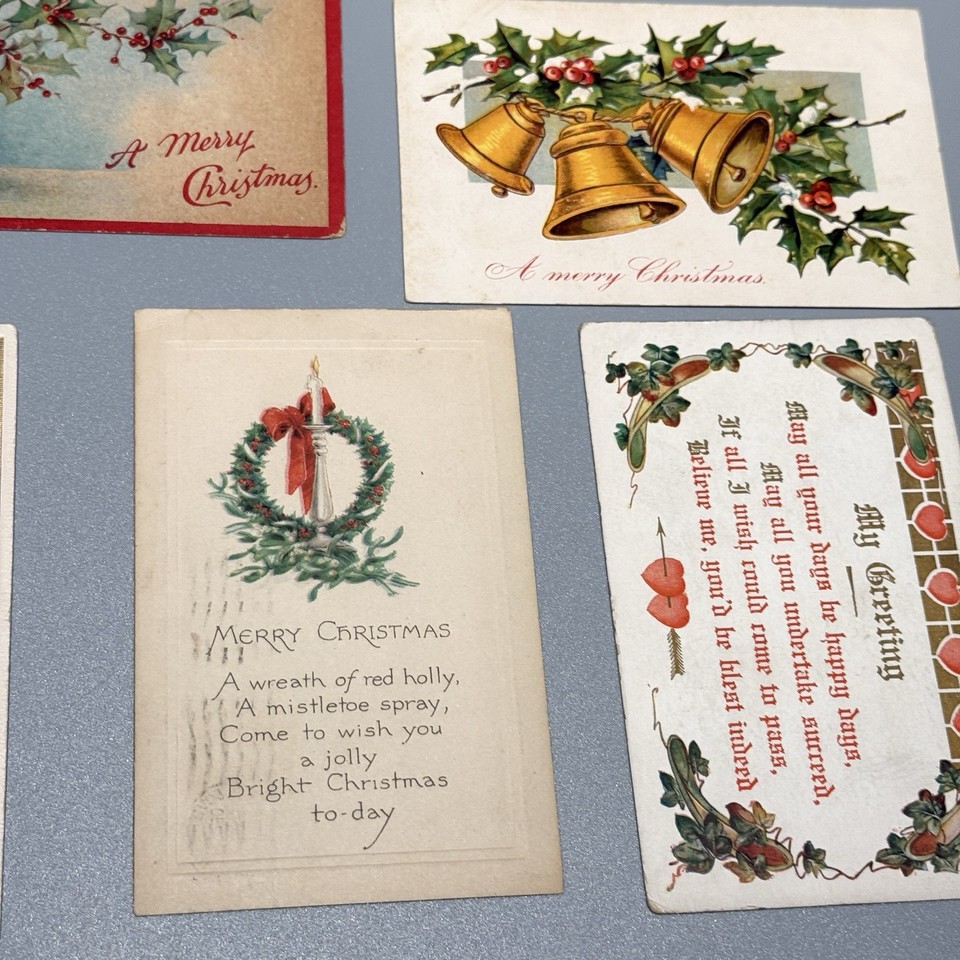 Lot of 10 Vintage 1900’s CHRISTMAS Postcards Bells Holiday Greeting ...