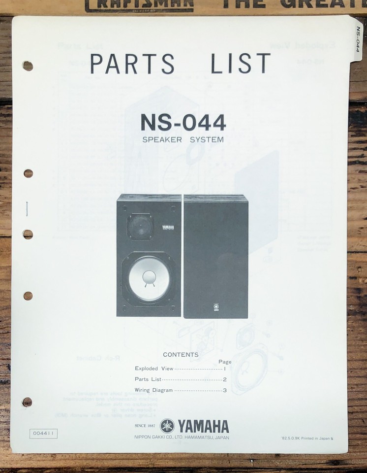 Yamaha NS-044 Speaker Parts List Manual *Original* | eBay