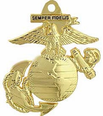 Marine Corps Key Ring Keyring Gold Plated Zinc Pewter Metal 1 5/8" USMC ...