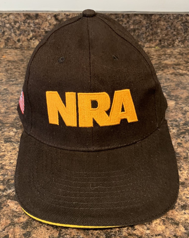 New NRA Membership Embroidered Hat Cap Adjustable Black Gold w/USA Flag ...