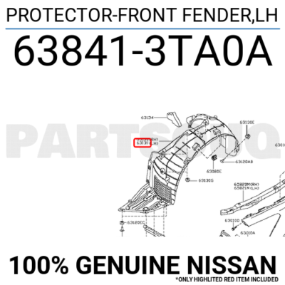 638413TA0A Genuine Nissan PROTECTOR-FRONT FENDER,LH 63841-3TA0A | eBay