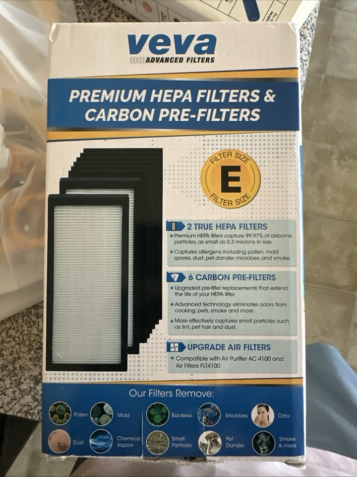 VEVA Premium 2 HEPA E Filters & 6 Pk of Pre-Filters for AC4100/AC4 Air ...