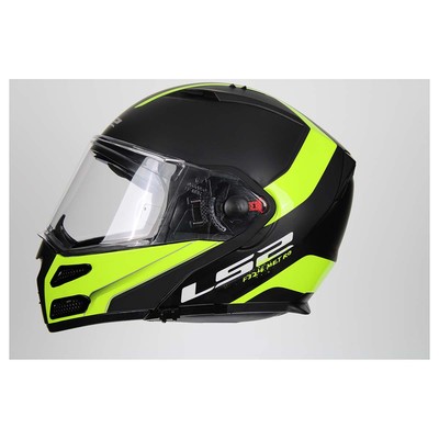 LS2 Helmets Modular Metro V3 Helmet (Matte Black / Glossy Hi-Vis Yellow ...