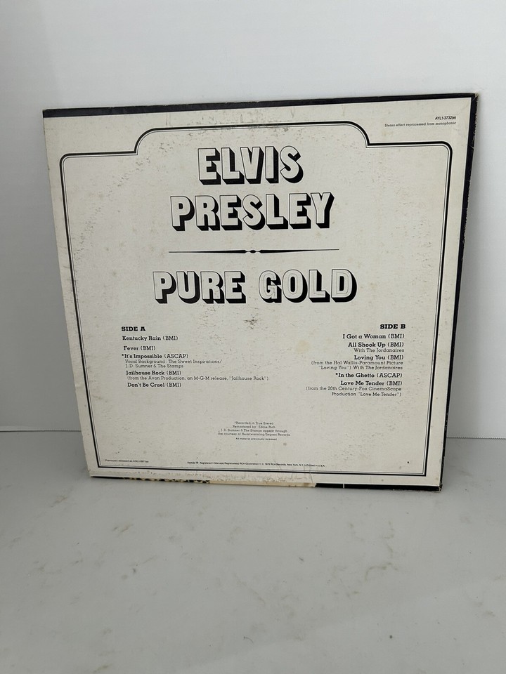 Elvis Presley Pure Gold 1975 LP AYL1-3732(e) RCA Best Buy Series ...