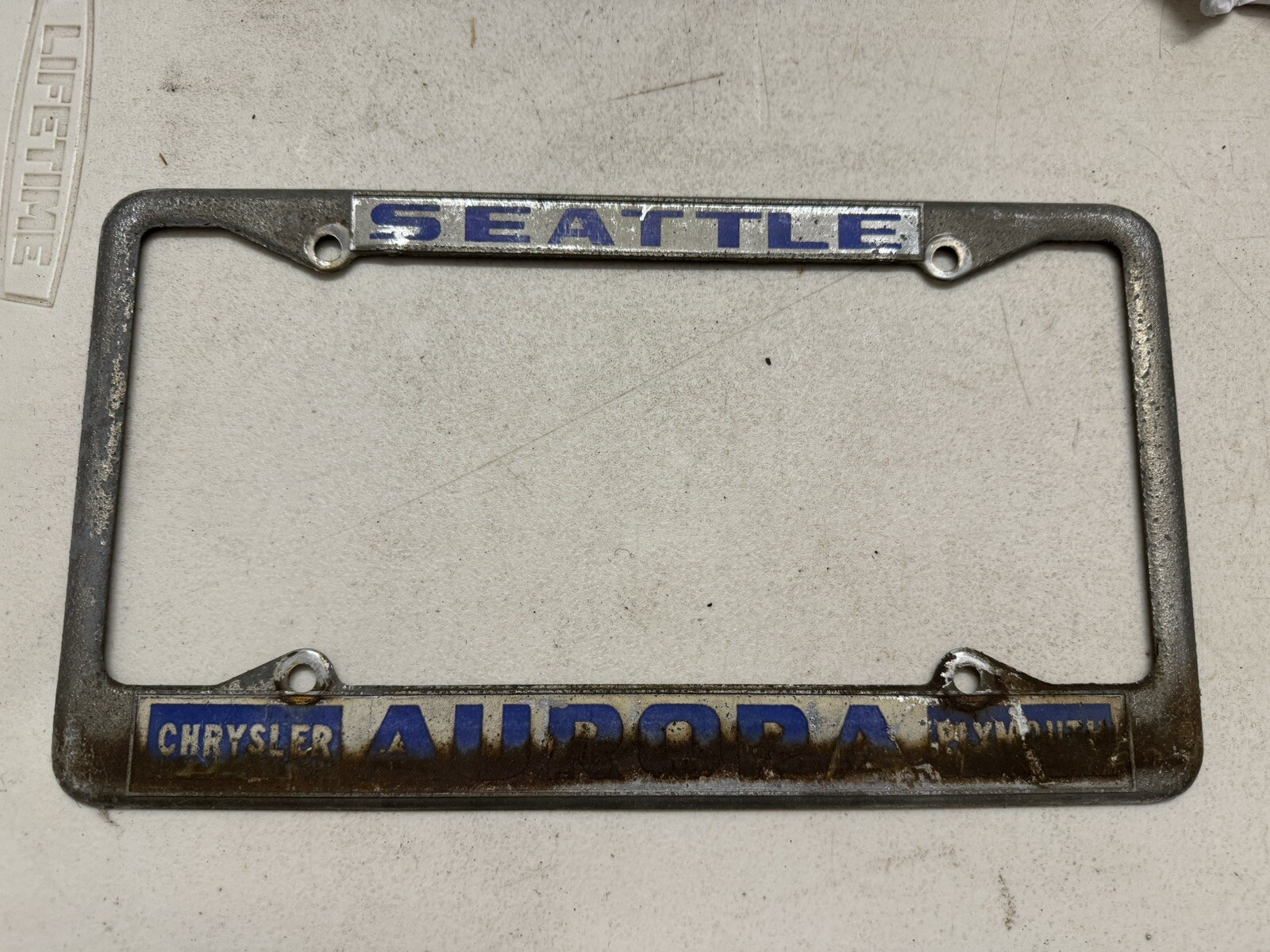 Aurora Chrysler Plymouth Seattle WA Vintage Dealer Metal License Plate ...