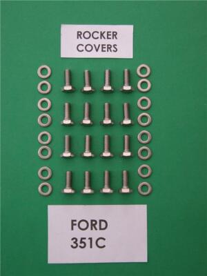 FORD 351 CLEVELAND rocker covers kit in stainless steel hex head bolts ...