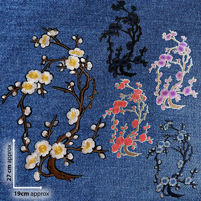 1pc Large Flower Embroidered Plum blossom Patch Cloth Iron On Applique ...