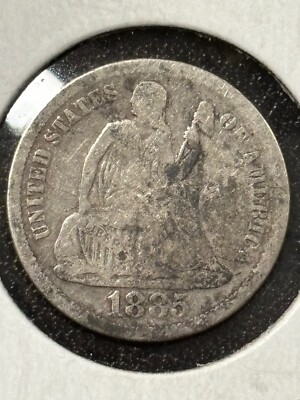 1885 Seated Liberty Dime 90% silver 10c in circulated VG condition | eBay