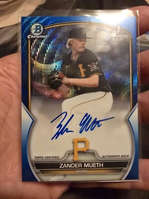 2023 Bowman Draft | Zander Mueth | 1st Bowman Blue Wave Auto /150 ...