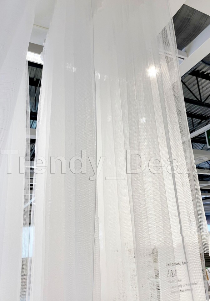 Ikea LILL Sheer Mesh White Canopy Drapes Curtains 2 Panels (1 Pair) 110 ...