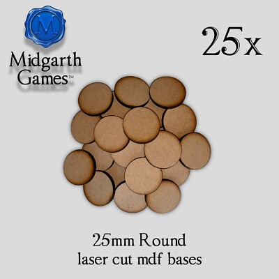 25x Round 25mm 1" MDF Bases Miniature Warhammer AoS 40K FAST SHIPPING ...