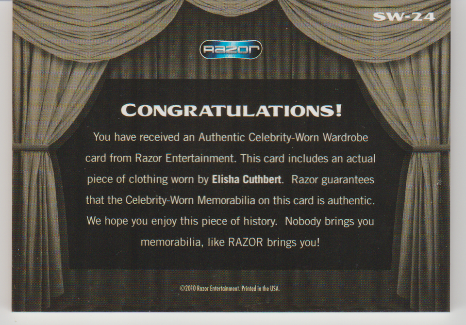 2010 Razor Pop Century Authentic Celebrity-Worn Wardrobe Elisha ...