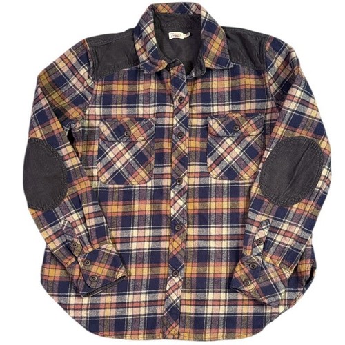 Faherty Corduroy Plaid Elbow Patch Work Flannel Button Down Shirt Women ...