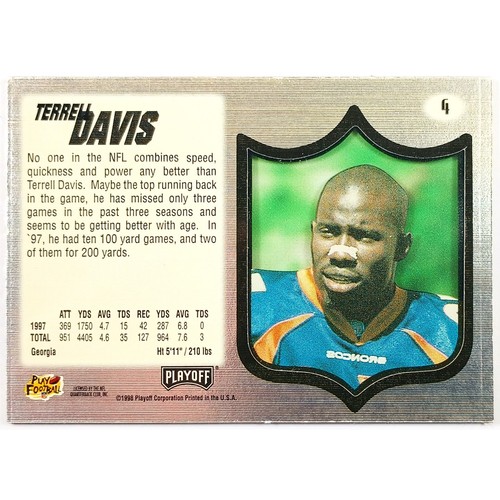 Playoff 98 Absolute SSD Base Card TERRELL DAVIS #4, See Pics ...