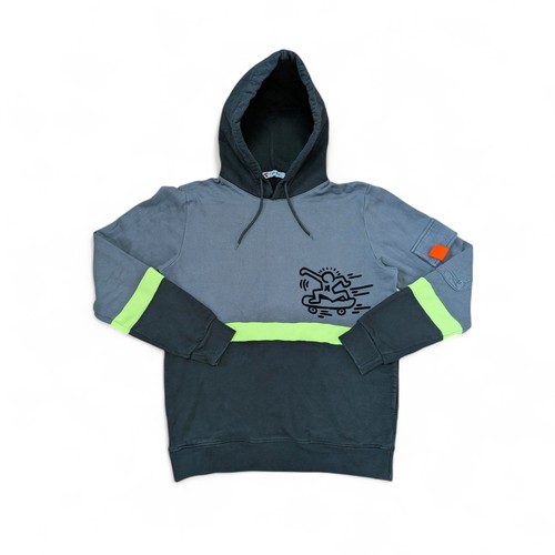 Keith Haring Hoodie Skateboarding graphic color blocked neon green size ...