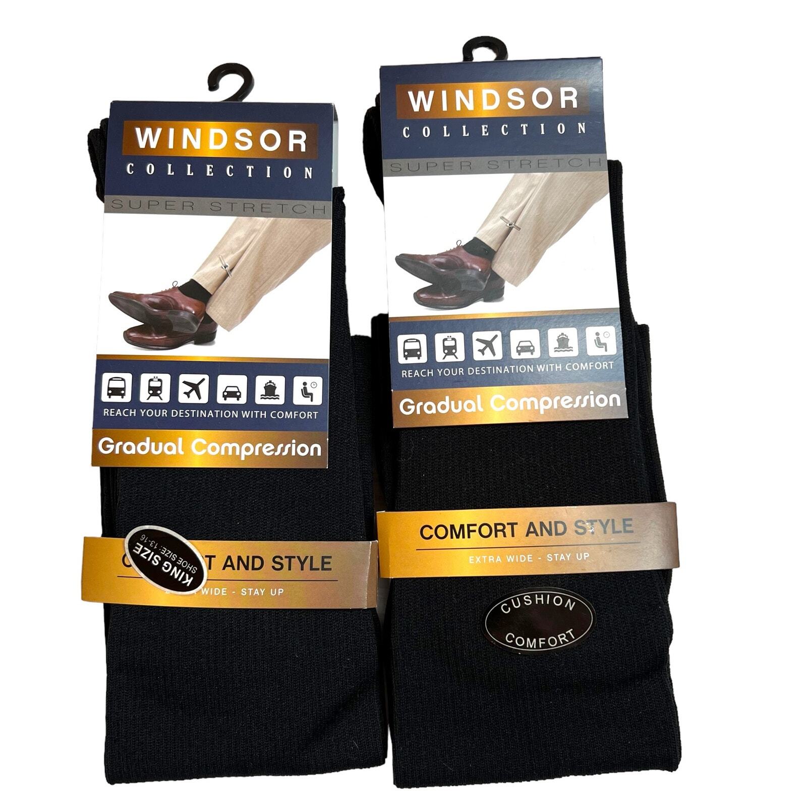 WINDSOR Collection Gradual Compression Travel Support Socks Men's Shoe ...