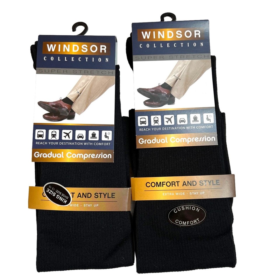 WINDSOR Collection Gradual Compression Travel Support Socks Men's Shoe ...
