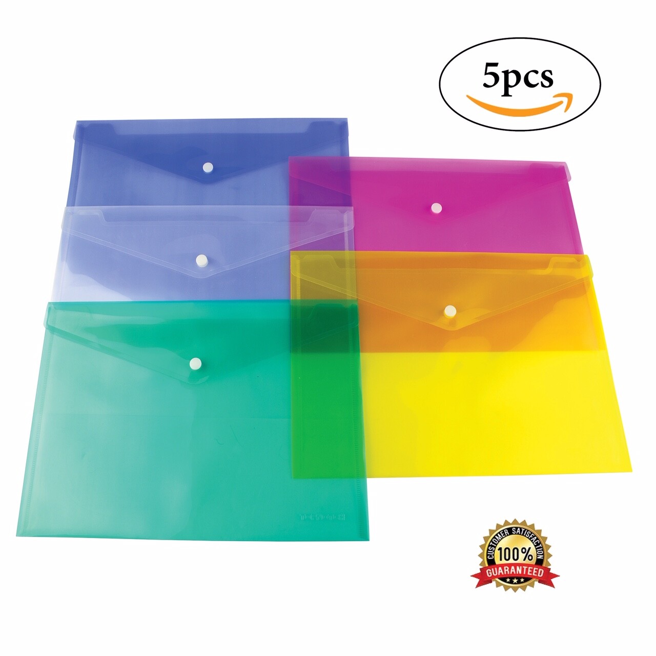 5 x A4 Plastic wallets Stud Document Wallet Files Folders Filing School ...