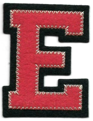 2 1/2" Tall Red Navy Blue Block Letterman's Varsity Letter E Felt Patch ...