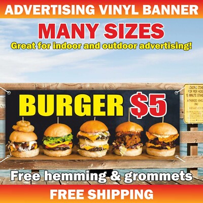 BURGERS Advertising Banner Vinyl Mesh Sign Cheesecake Food Restaurant ...