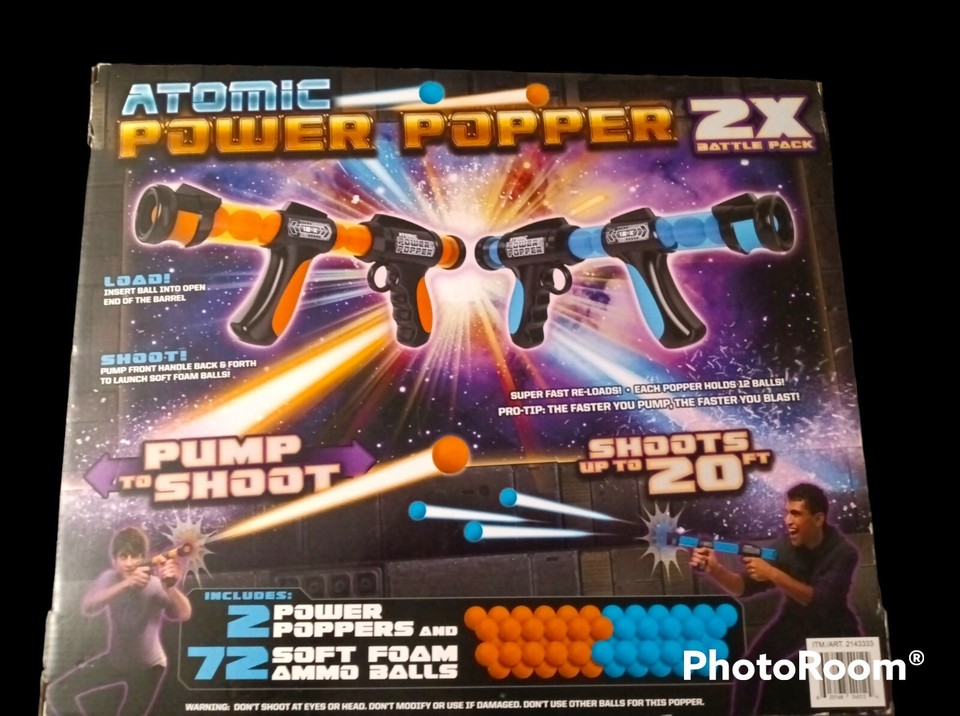 Atomic Power Popper 2 Gun Pack with 72 Soft Foam Balls - Indoor or ...