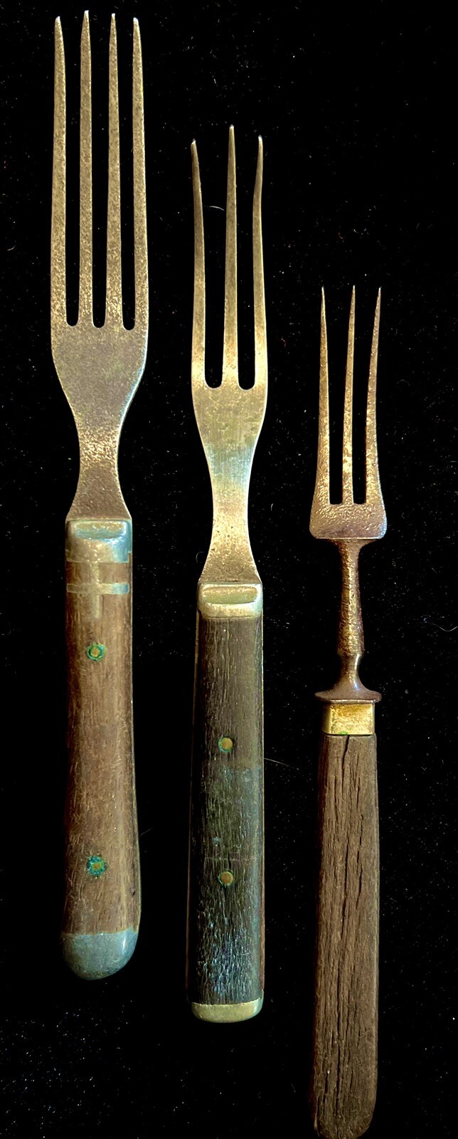Lot of 3 Dug Civil War Forks 3 & 4 Tine Cross Inlay Nailed Handle Cap ...