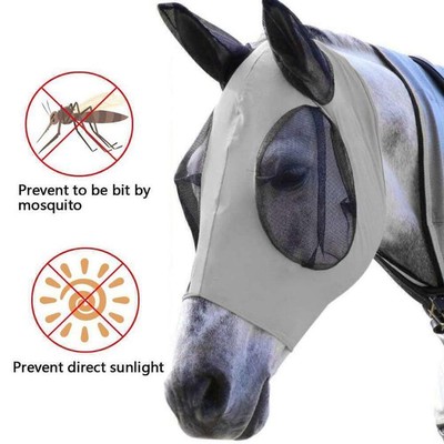 Shetland/horse/cob/pony Mesh Fly Mask Hood With Ears UV Protection ...