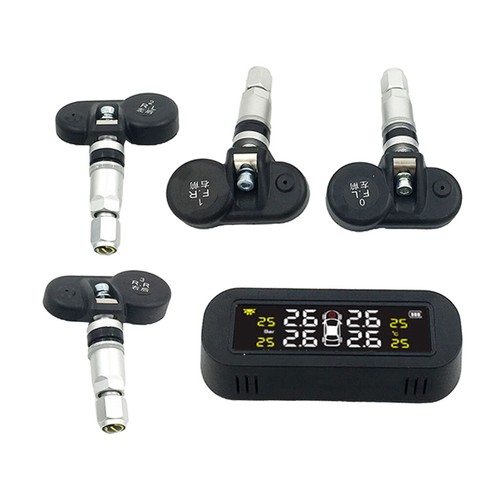 Solar TPMS Car Tyre Pressure Monitoring System 4 Internal Sensors LCD ...