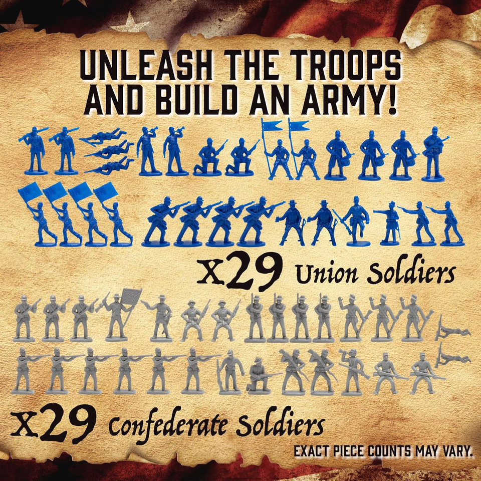 Civil War Army Men Toy Soldier Action Figure Deluxe Playset -120Pc with ...