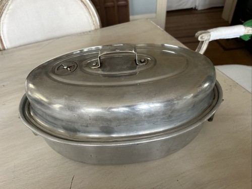 Vintage Mirro 876M Roaster Silver Aluminum Oval Roasting Pan with Lid ...