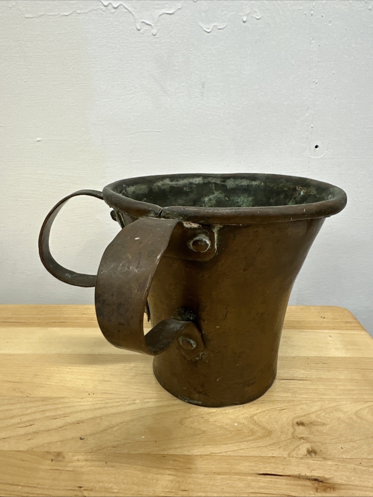 Antique Copper Beer Mug Two Handled Rustic Party Grog Pass Cup Free ...