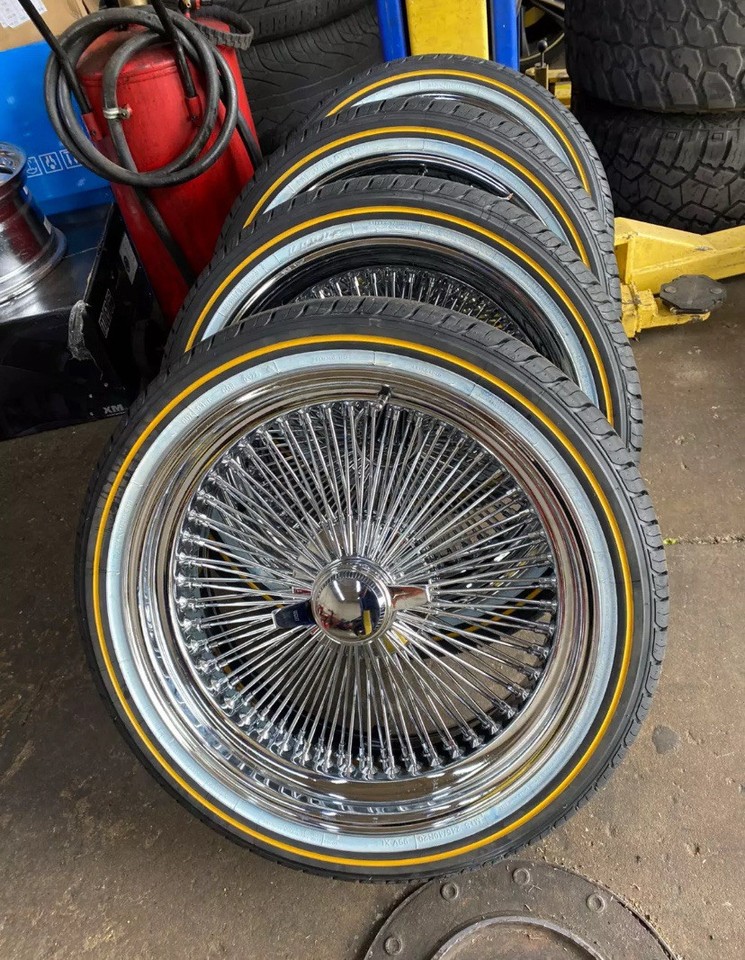 22" 150 SPOKES WIRE WHEELS 22x8 STANDARD VOGUE TIRES IMPALA MONTE CARLO ...