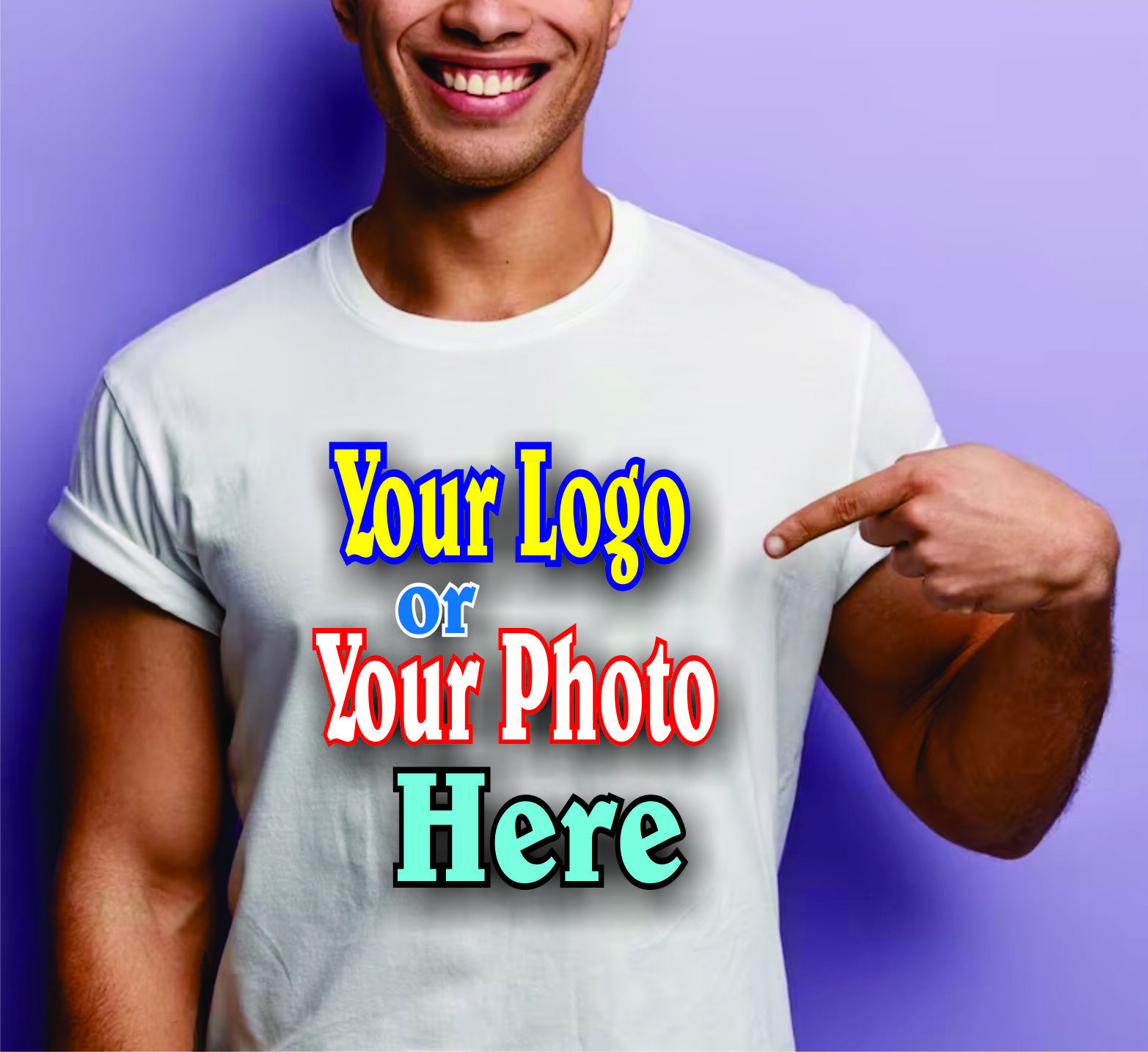 Custom WHITE T-shirt Photo Text Logo full color Gildan Men Women | eBay