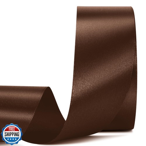 Brown Stain Ribbon 1 1/2 Inch,25 Yards Brown Solid Fabric Ribbons for ...