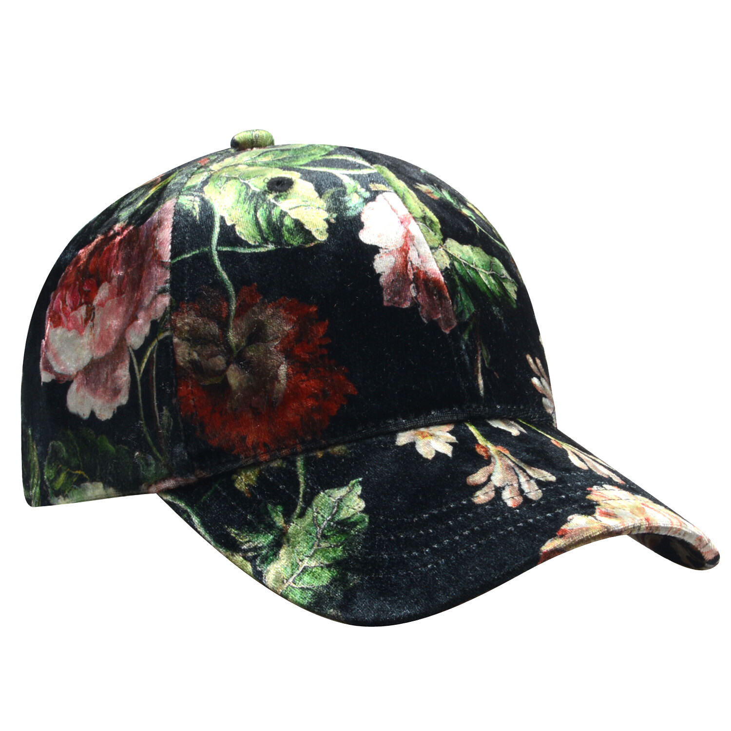 Flower Blossom Velour Baseball Cap Hat for Women Rose Flowers Leaves ...