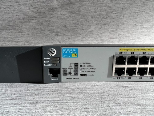 HP Aruba J9774A 2530-8G PoE+ Gigabit Switch with Rack Mounts and Power ...