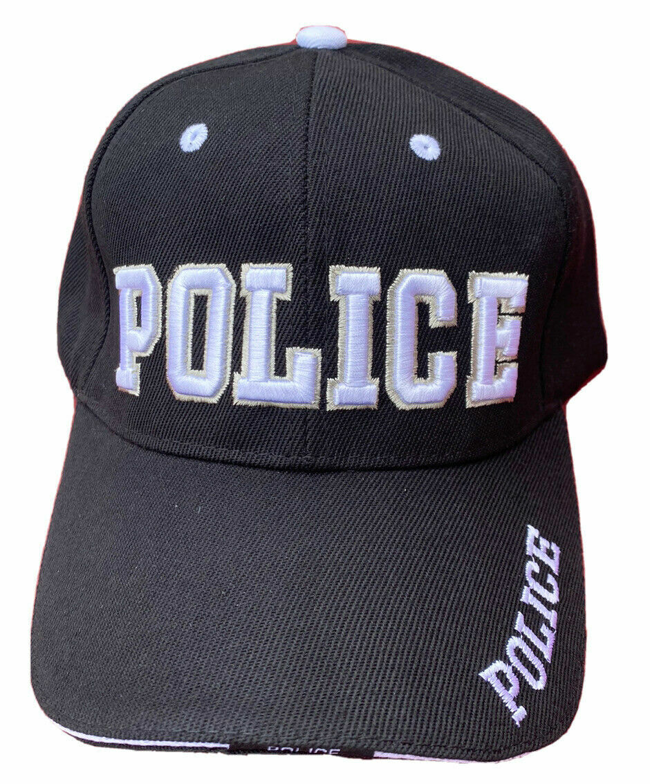 Police Hat Officer Baseball Cap Adjustable Black Hat Headwear Black ...