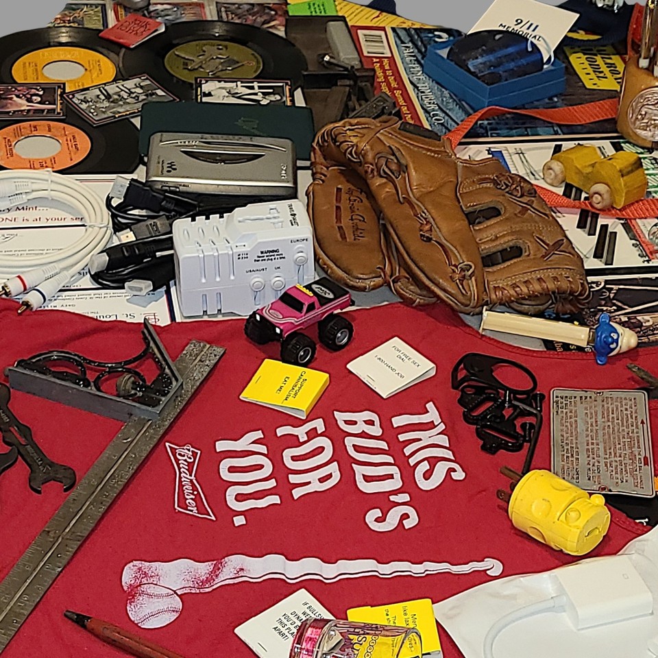 Vintage Estate Collectors Junk Drawer Box Lot - Toys Records Tools ...