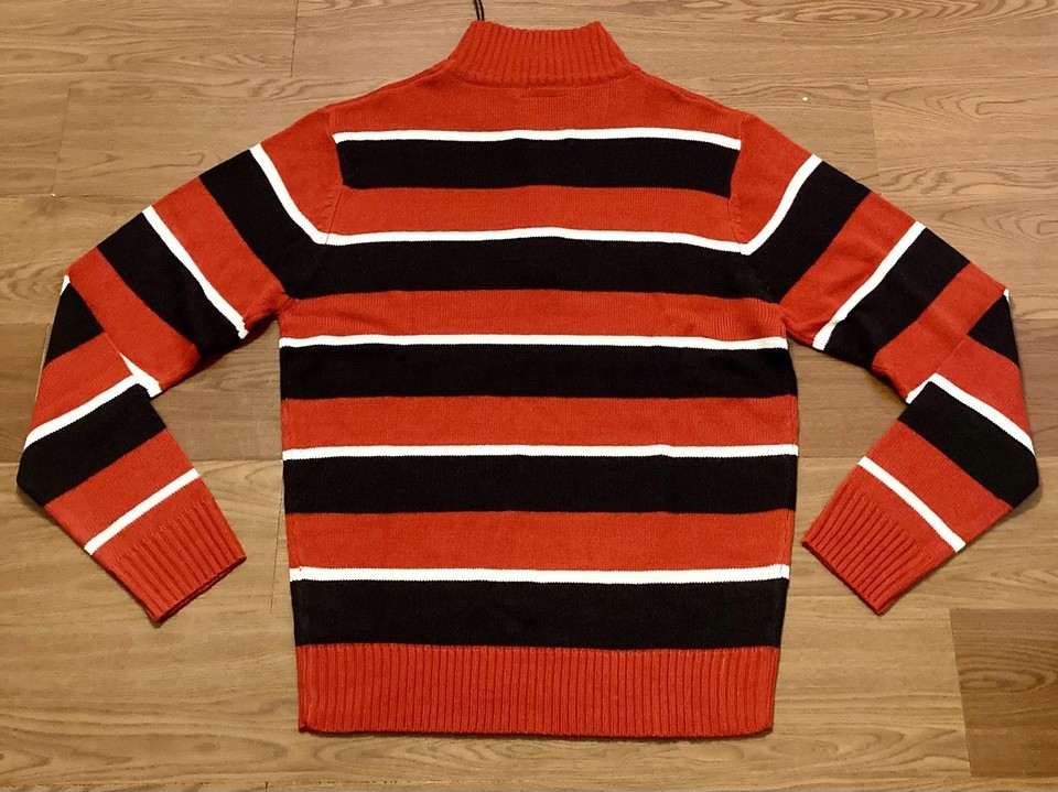 NWT New PJ Mark Striped Sweater Preppy Zip Neck Red Navy Blue Mens Size ...