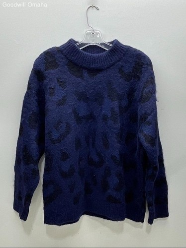 Womens One Size Blue Leopard Print Sweater 77% Alpaca Wool | eBay