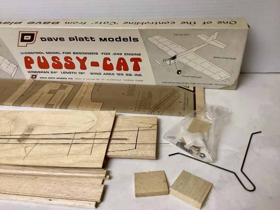 Vintage U Control Plane Kit-Dave Platt Model Pussy-Cat Kit 24” /NIB | eBay