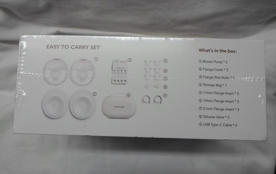 MOMCOZY M5 HANDS-FREE Breast Pump Set Double Pumps Lightweight compact ...