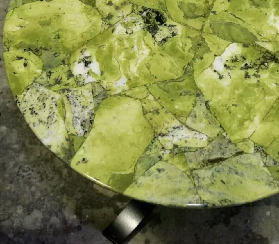 18" Natural Green Jade Gemstone Coffee Table Top Round Countertop Desk ...
